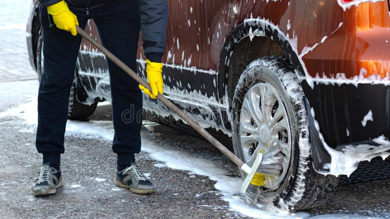 Washing car wheels stock photo. Image of cosmetics, care - 278708440
