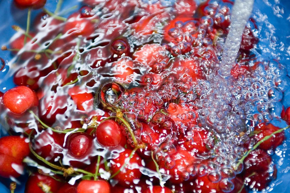Washing cherries stock photo. Image of juicy, pouring, nature - 954752