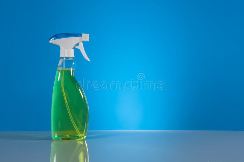 Washing and Cleaning Concept, Cleaning Set on Blue Background Stock ...
