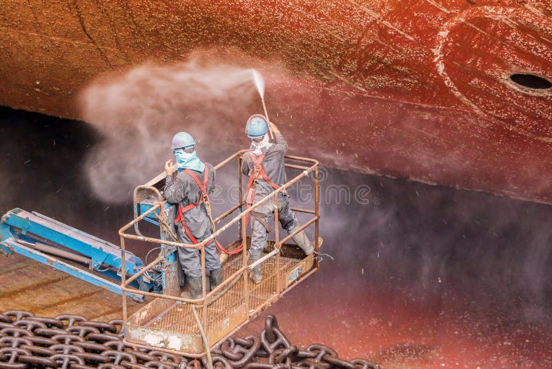 Washing and Cleaning in Shipyard Stock Image - Image of dock, black ...