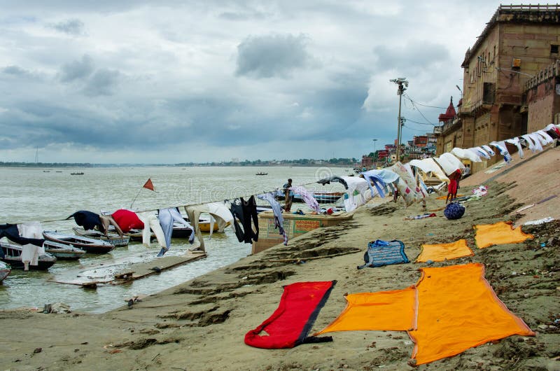 Washing Clothes in the Ganges River in Varanasi Editorial Image - Image ...