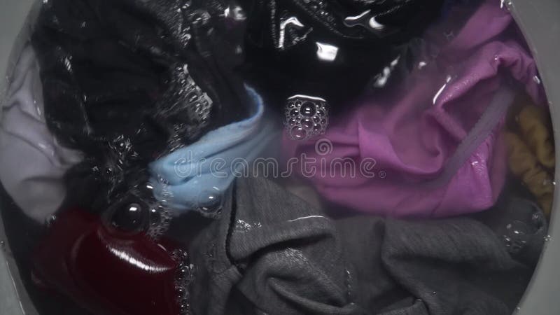 Washing Clothes in a Top Loader Washing Machine Stock Video - Video of ...