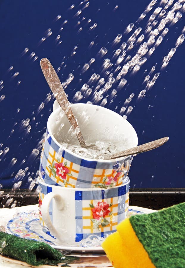 Washing of cups of tea. stock photo. Image of chores - 30818068