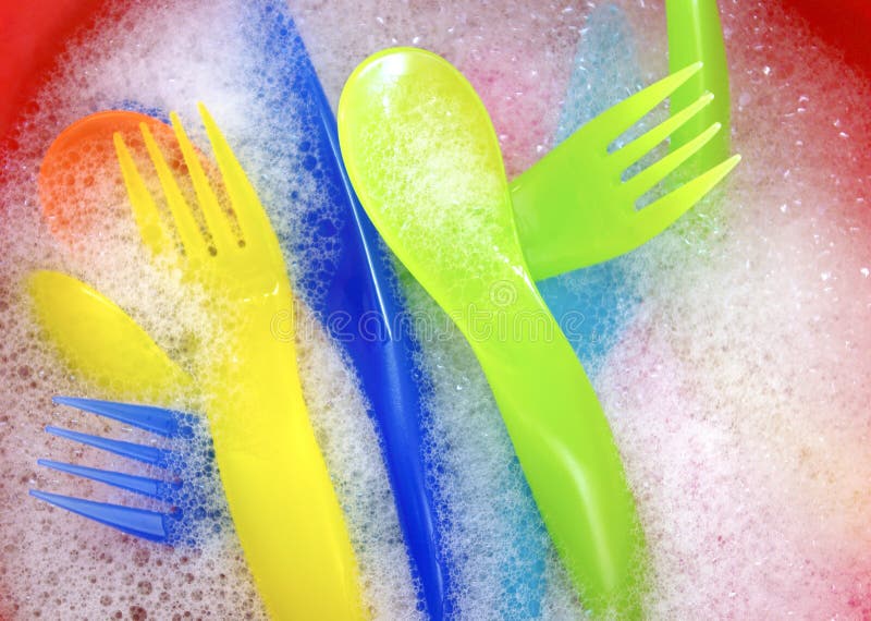 Washing Cutlery stock photo. Image of detergent, equipment - 2583942