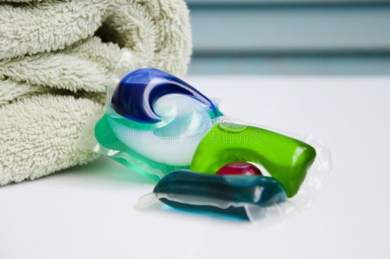 Washing Detergent Pods Closeup. Minimalism of Detergent Stock Photo ...