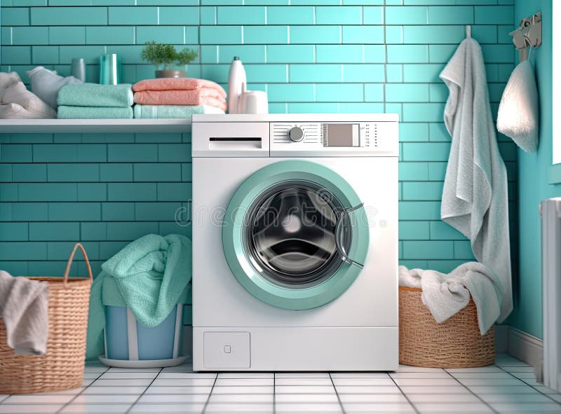 Washing of Different Towels in Modern Laundry Room. Created with ...