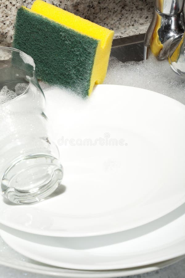 Washing dishes stock photo. Image of cleaning, sponge - 26854890