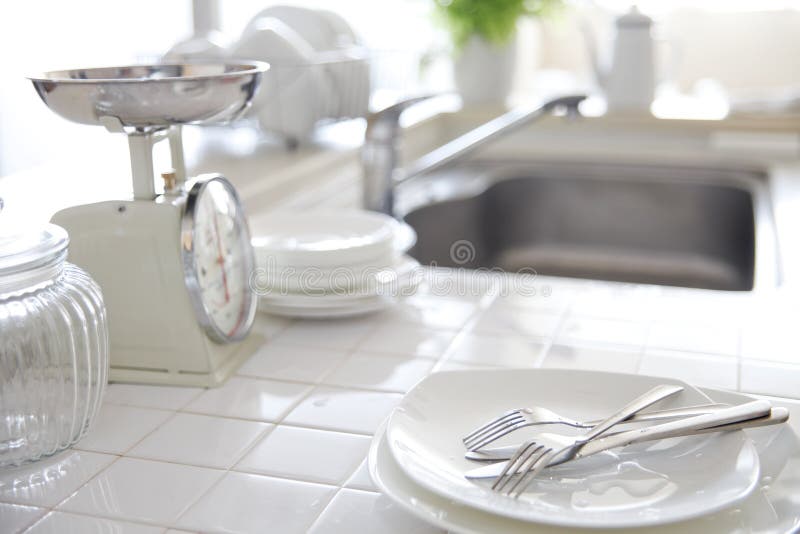 Washing Dishes, Bright Kitchen Image, Stock Photo - Image of cleaning ...