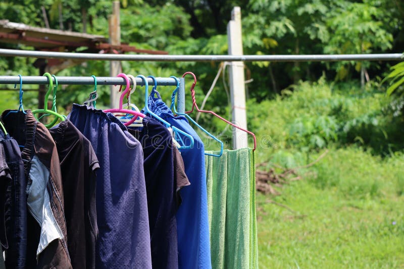 Washing and Drying Clothes in the Morning Sun Stock Photo - Image of ...