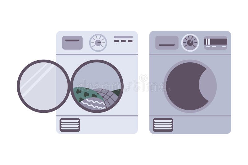 Washing and Drying Machine. Vector Illustration of Washing Machine with ...