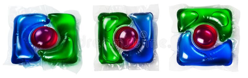 Washing Gel Capsule Pod with Laundry Detergent Isolated on White ...