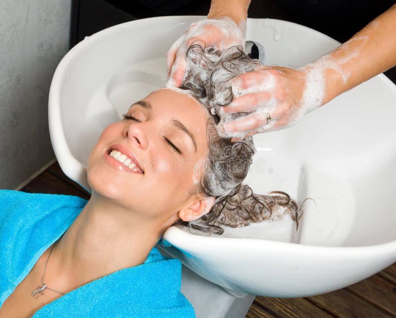 Washing hair stock image. Image of relaxed, brushing - 16158059