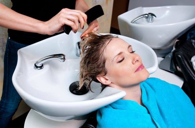 Washing hair stock image. Image of face, expression, beauty - 26850755