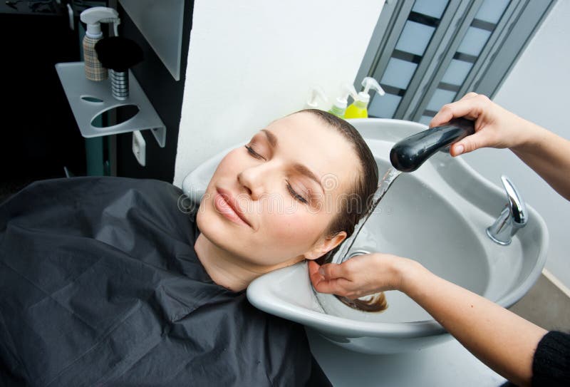 Washing hair in salon stock photo. Image of pool, attractive - 29116056