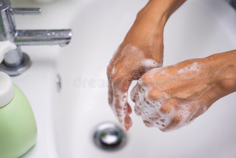 Washing Hand with Hand Wash Foam Stock Image - Image of sanitizer ...
