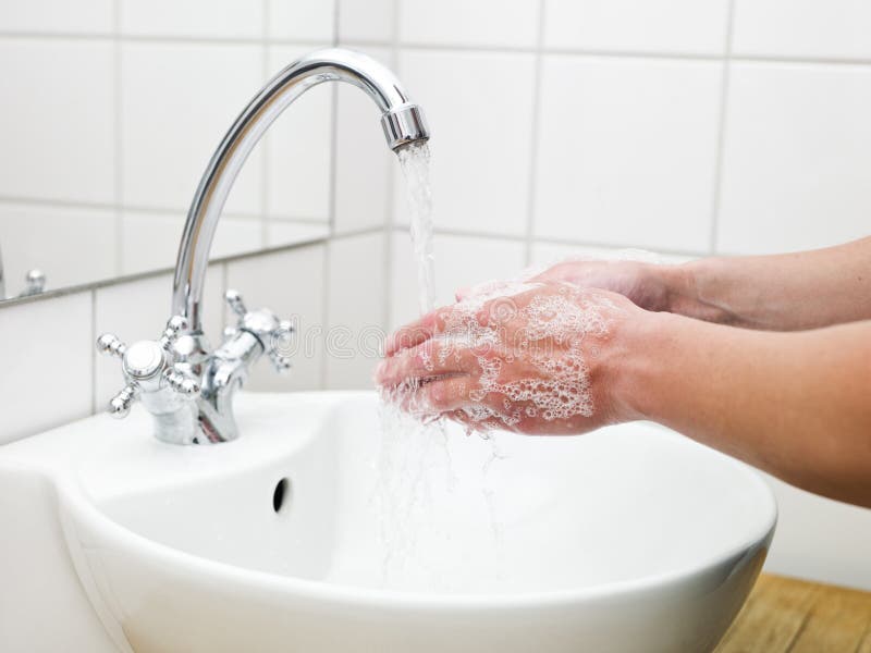 Close Up of Woman Washing Hands in Kitchen Sink Stock Image - Image of ...