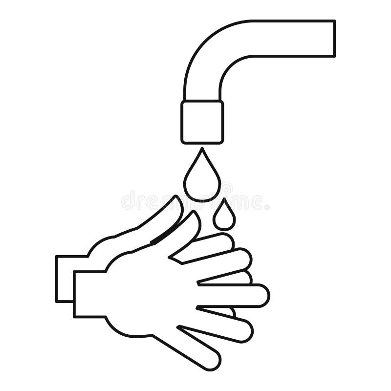 Washing Hands Icon, Outline Style Stock Vector - Illustration of care ...