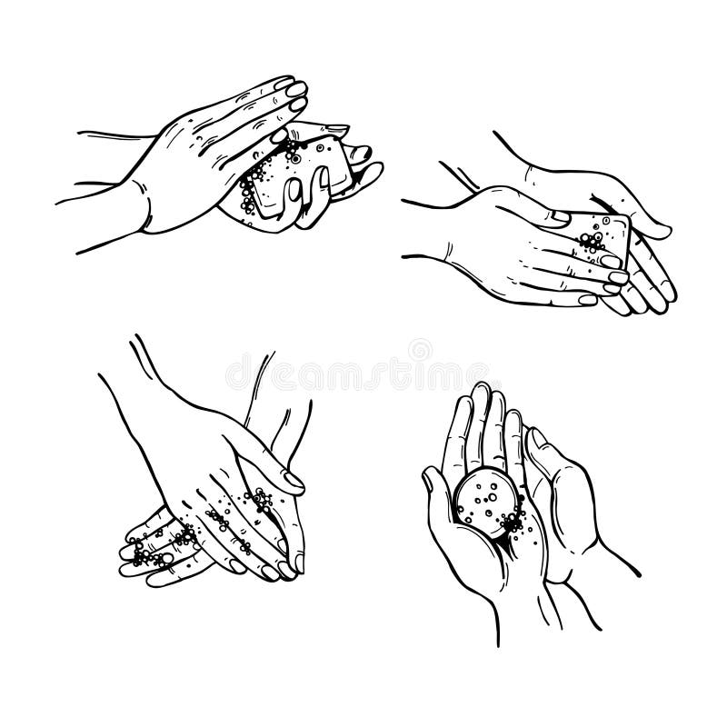 Washing Hands with Soap. Sketch Illustration Stock Vector ...