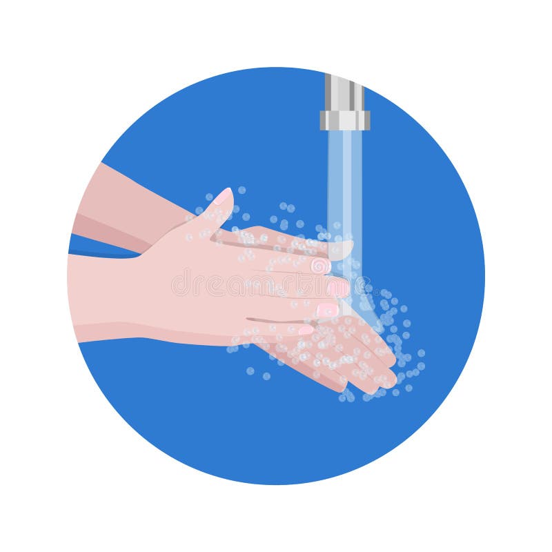 Washing Hands with Soap Under Running Water. Hygiene Stock Illustration ... Washing Hands with Soap Under Running Water. Hygiene Stock Illustration ...