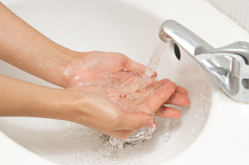 Washing Hands Under Flowing Tap Water Stock Photo - Image of skin ...