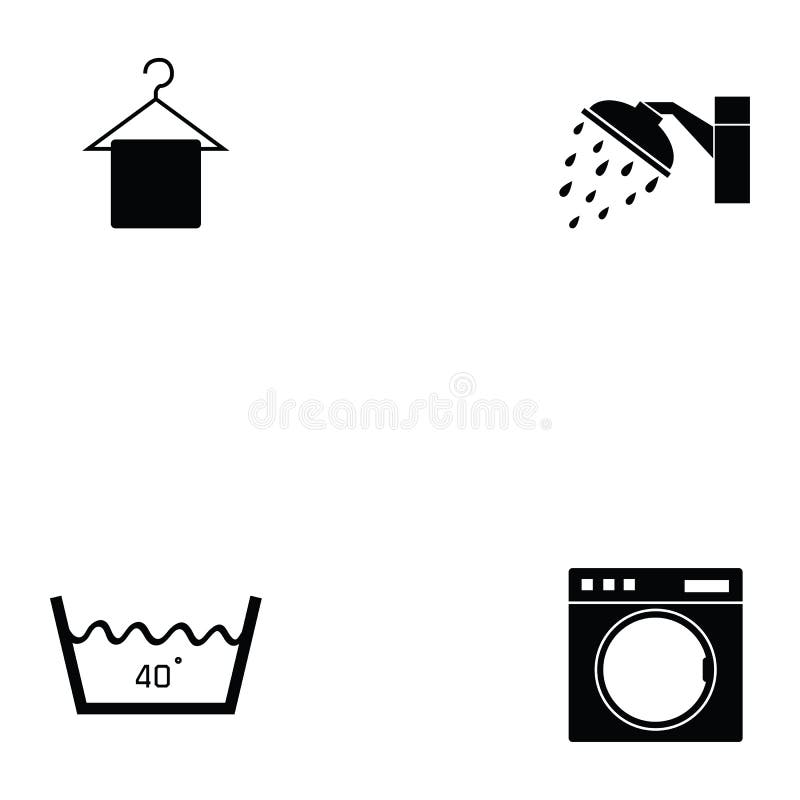 Washing icon set stock vector. Illustration of clothes - 107354331