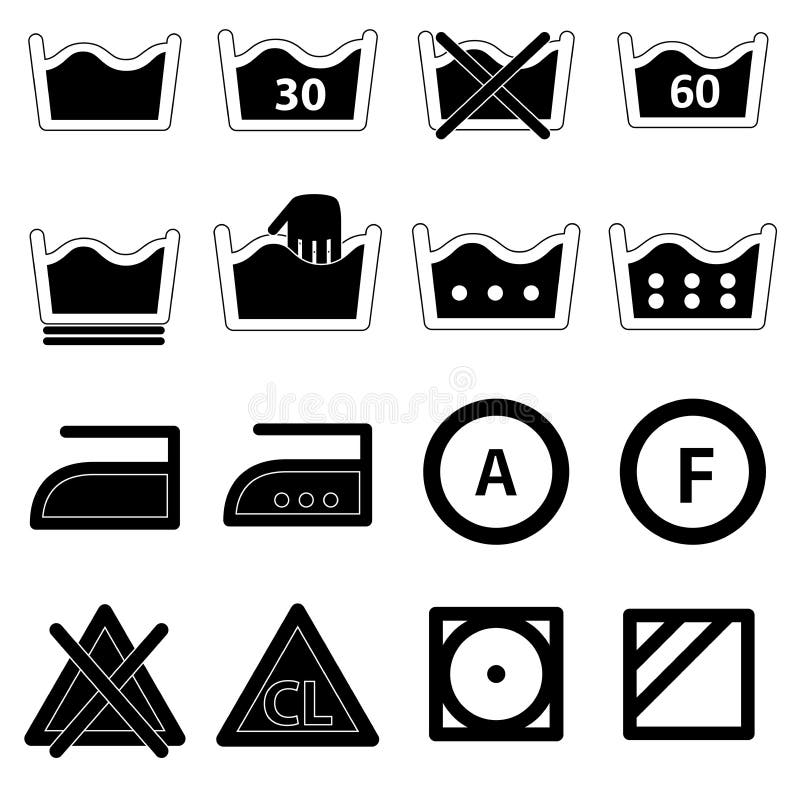 Washing icons set stock vector. Illustration of fabric - 59115380
