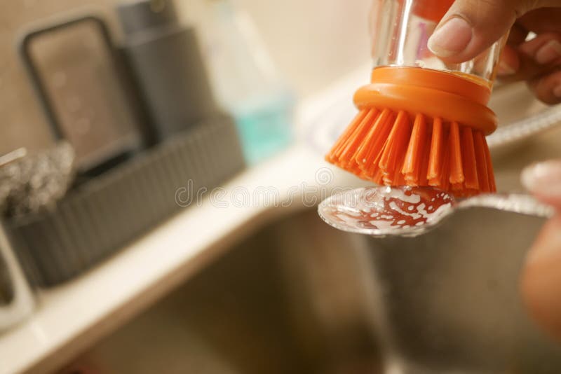 Washing Kitchen Utensils Effectively Using a Brush and Soft Dish Soap ...