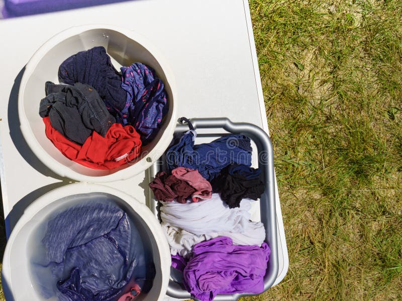 Washing Laundry on Holidays Trip Stock Photo - Image of water, clothing ...