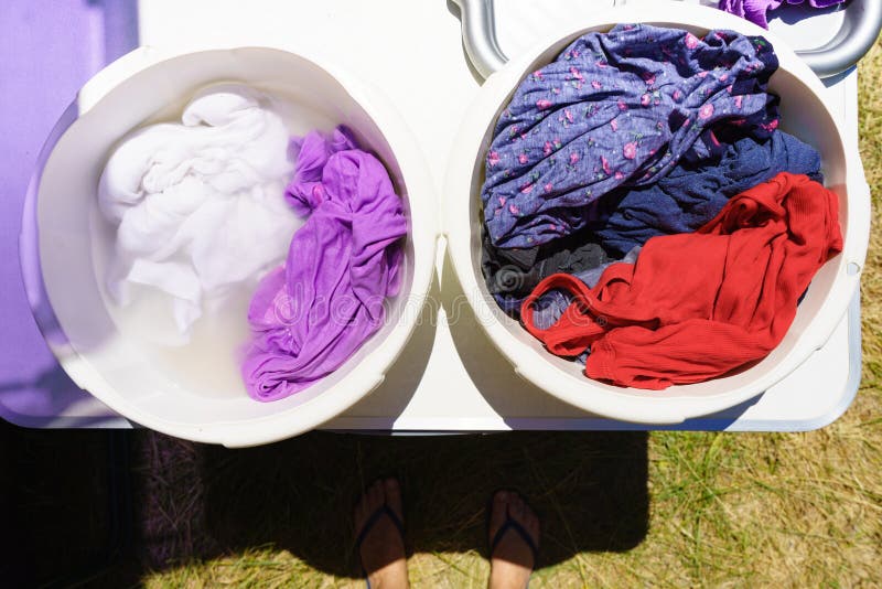 Washing Laundry on Holidays Trip Stock Image - Image of laundry, clean ...