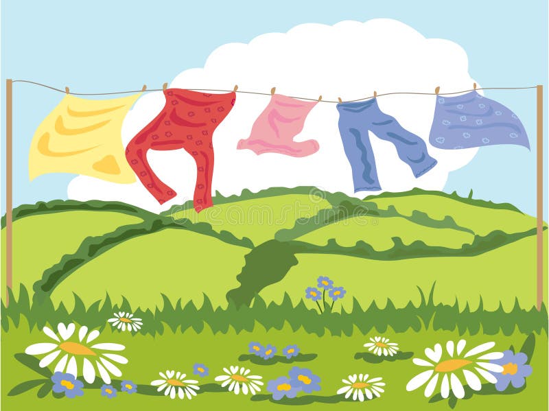 Washing line stock vector. Illustration of pegs, skirt - 23109624