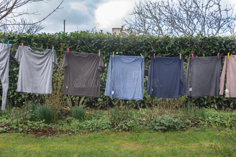 Washing line with clothes stock photo. Image of cleaning - 193087618