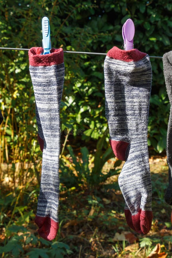 Washing line with socks stock image. Image of housework - 248078305