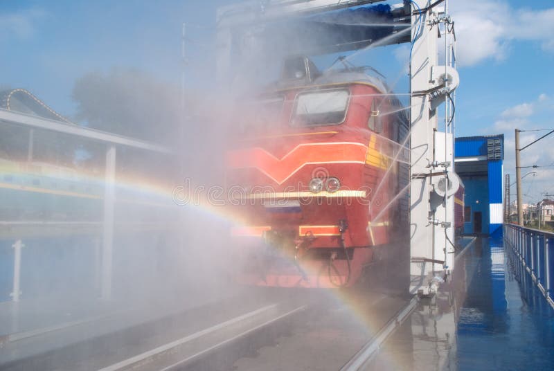 Washing locomotive stock photo. Image of service, drops - 7885530