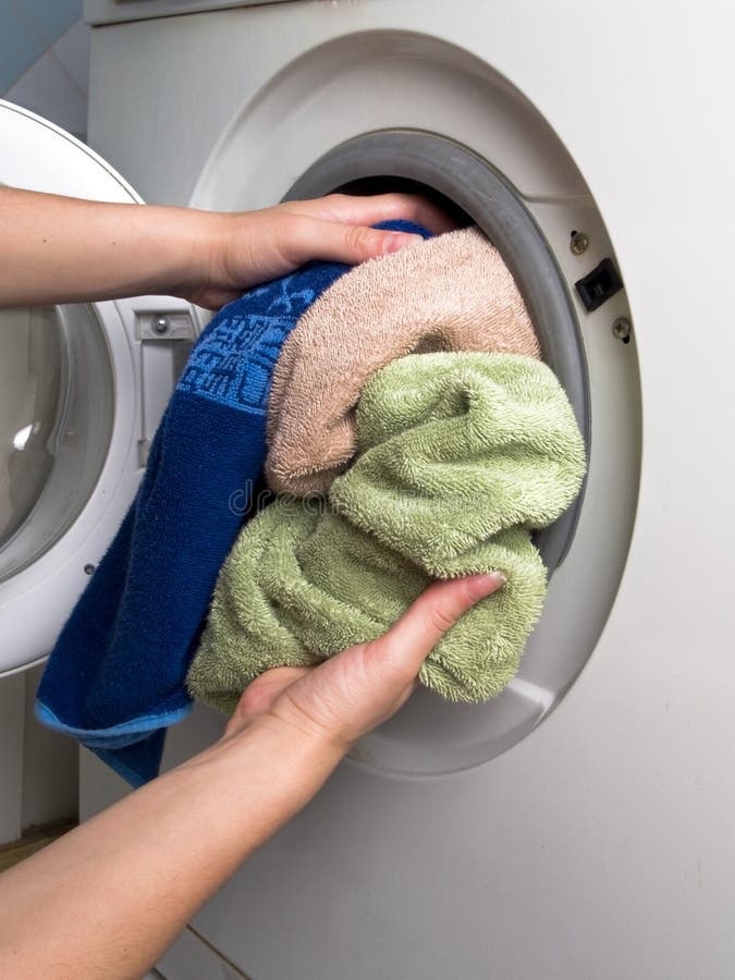 Washing Machine with Colorful Clothes Stock Image - Image of container ...