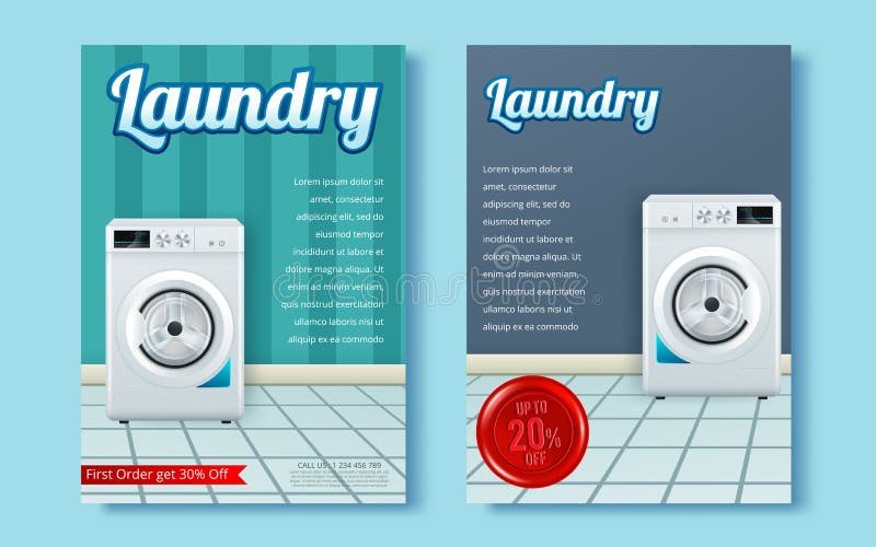 Washing Machine on Abstract Vector Flyer. Brochure Design Template ...
