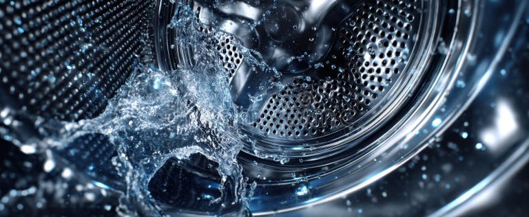 The Washing Machine in Action with Water Splashing Inside..AI Generated ...