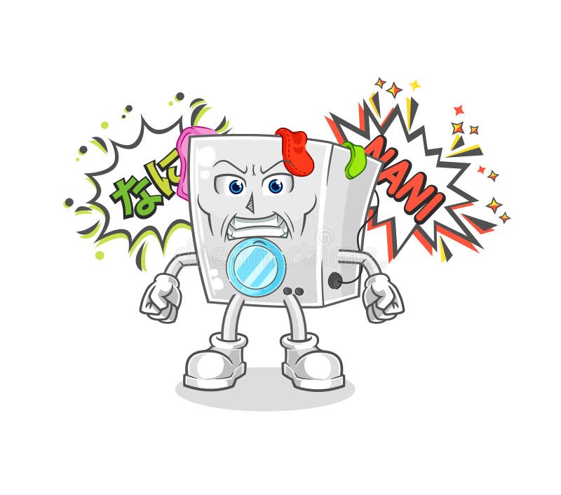 Washing Machine Anime Angry Vector. Cartoon Character Stock Vector ...
