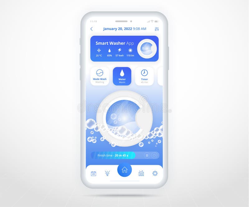 Washing Machine App, Smart Home Wash Controlled App UX UI, IOT Internet ...