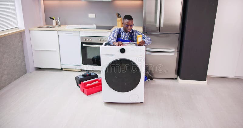 Washing Machine Appliance Repair and Install Stock Image - Image of ...
