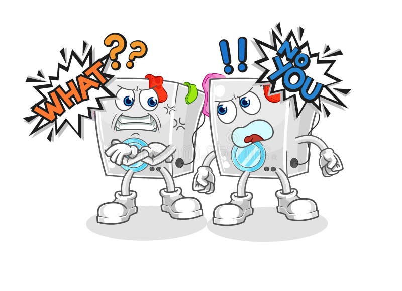 Washer Angry Emotion Isolated. Evil Washing Machine Cartoon Style Stock ...