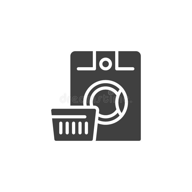Washing Machine and Basket Vector Icon Stock Vector - Illustration of ...