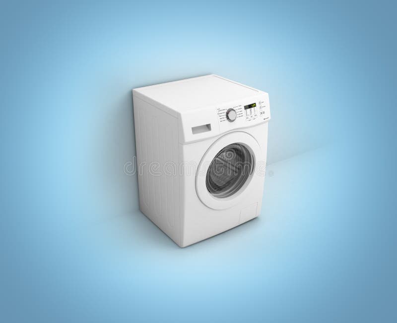 Washing Machine on Blue Gradient Background 3d Illustration Stock ...