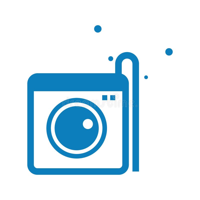 Washing Machine Blue Outline Vector. Vector Illustration Decorative ...