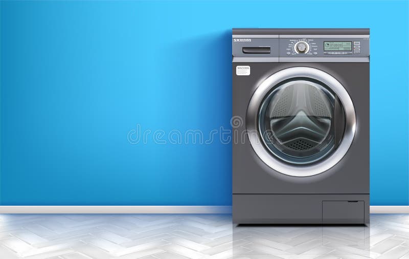 Washing Machine in the Blue Room. Stock Image - Image of equipment ...