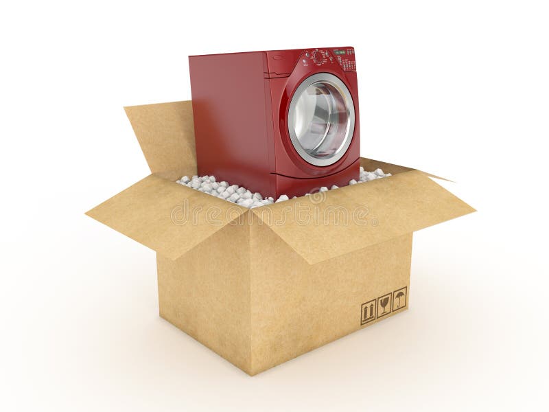Washing Machine in Cardboard Box Stock Illustration - Illustration of ...