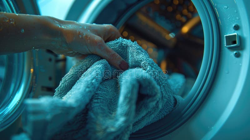 Washing Machine. Close-up of Female Hands Stock Illustration ...