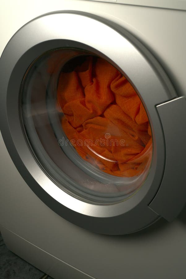 The Washing Machine is Closed with the Laundry Inside Close Stock Photo ...