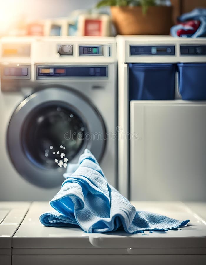 Washing Machine with Cloth on Top. Generative AI Stock Photo - Image of ...