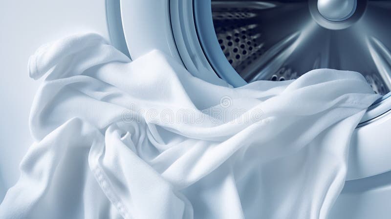 Washing Machine with Clothes Inside, Closeup. Laundry Concept Stock ...