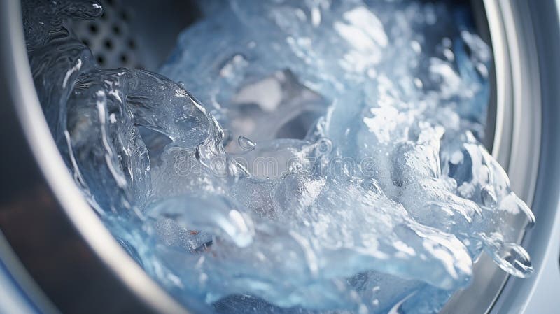 Washing Machine with Clothes Inside, Closeup. Laundry Concept Stock ...